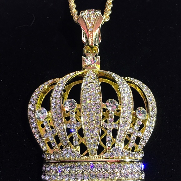 Jewelry | Crown 18k Gold Diamonds Cz Chain Made In Italy | Poshmark